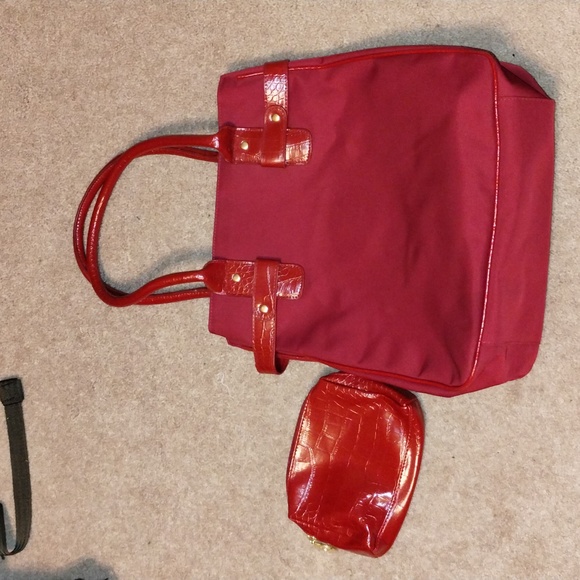 Estee Lauder | Bags | Estee Lauder Red Handbag With Small Pouch | Poshmark